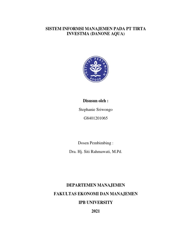 Sistem Informsi Manajemen Pada PT Tirta Investma (Danone Aqua) | PDF