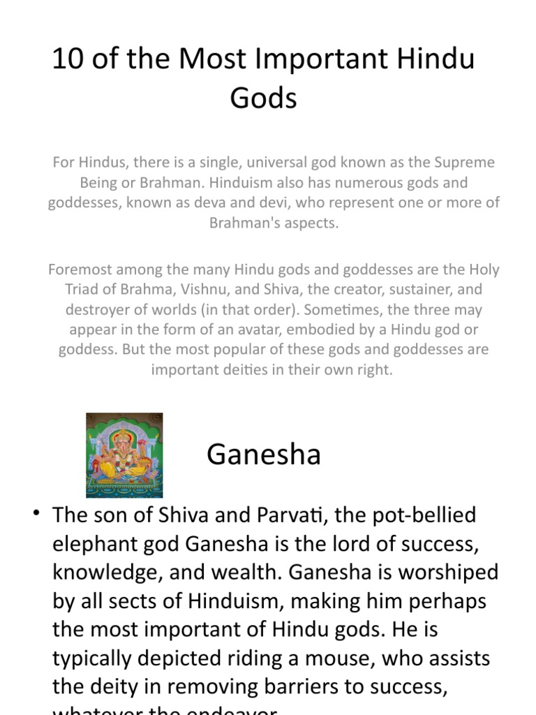 10 of The Most Important Hindu Gods | PDF | Devi | Vishnu
