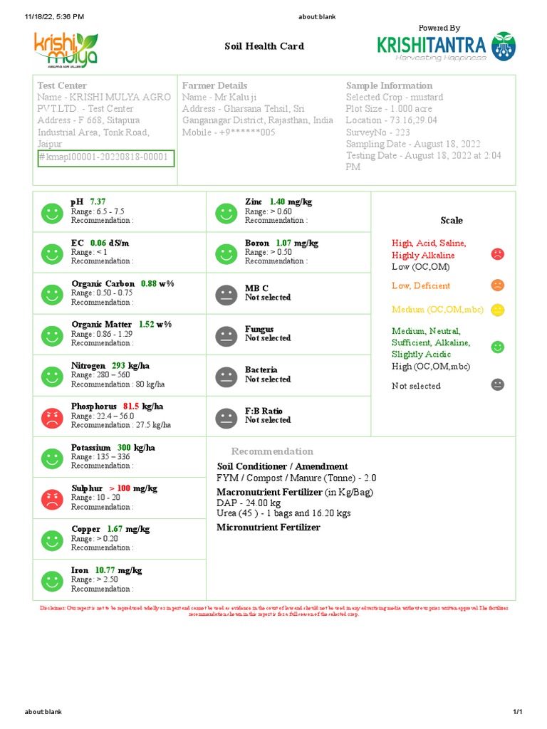 Soil Test Report | PDF | Fertilizer | Soil