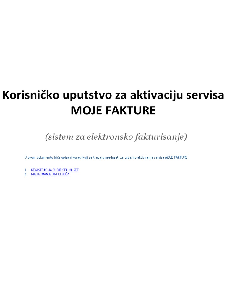 Uputstvo Efaktura Koraci Registracija Subjekta | PDF