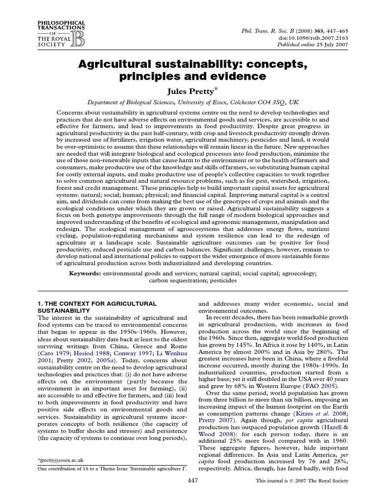 Agricultural Sustainability Principles | PDF | Agriculture | Sustainability