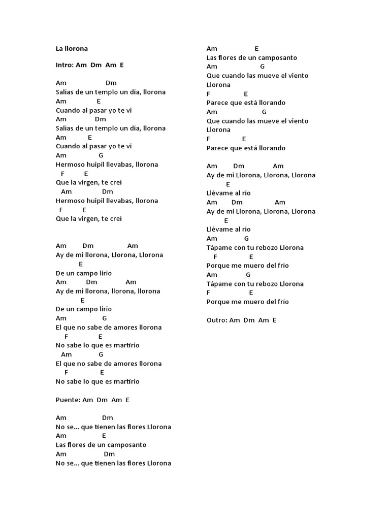 Letra de "La Llorona" - Ángela Aguilar | PDF