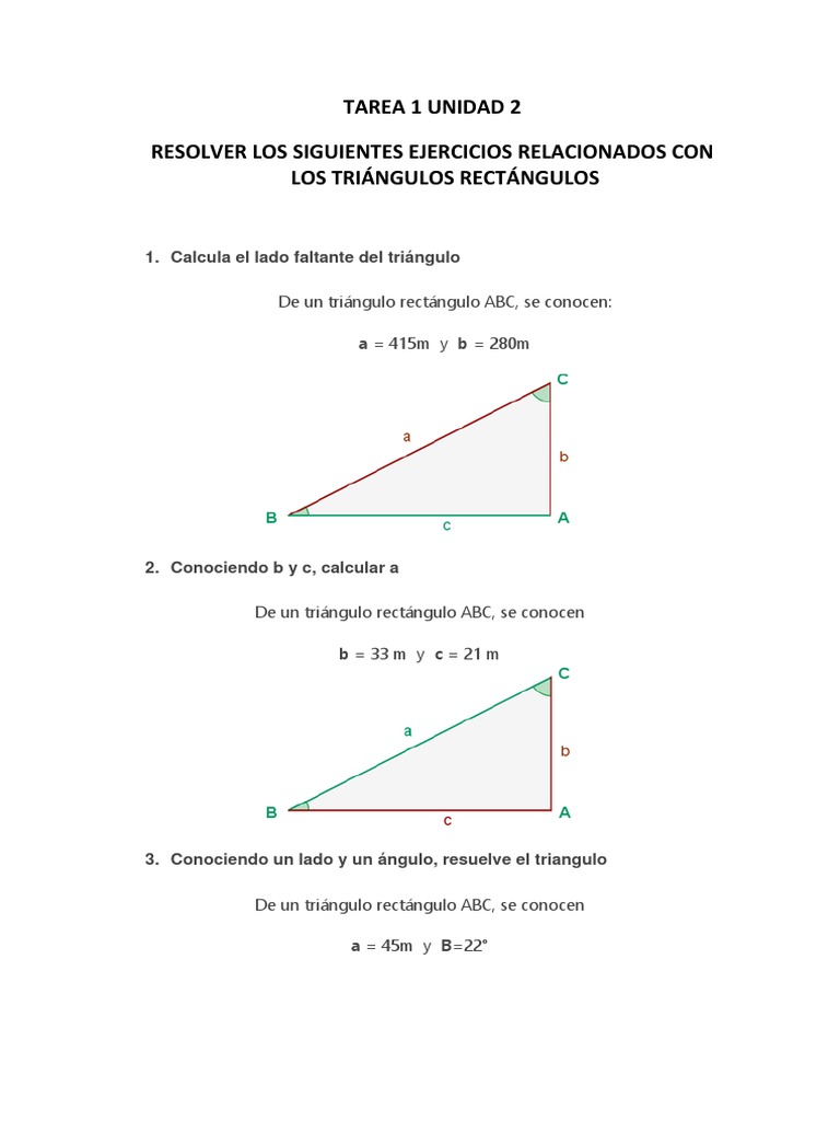 Tarea 1 Unidad 2 Triangulos Rectangulos | PDF
