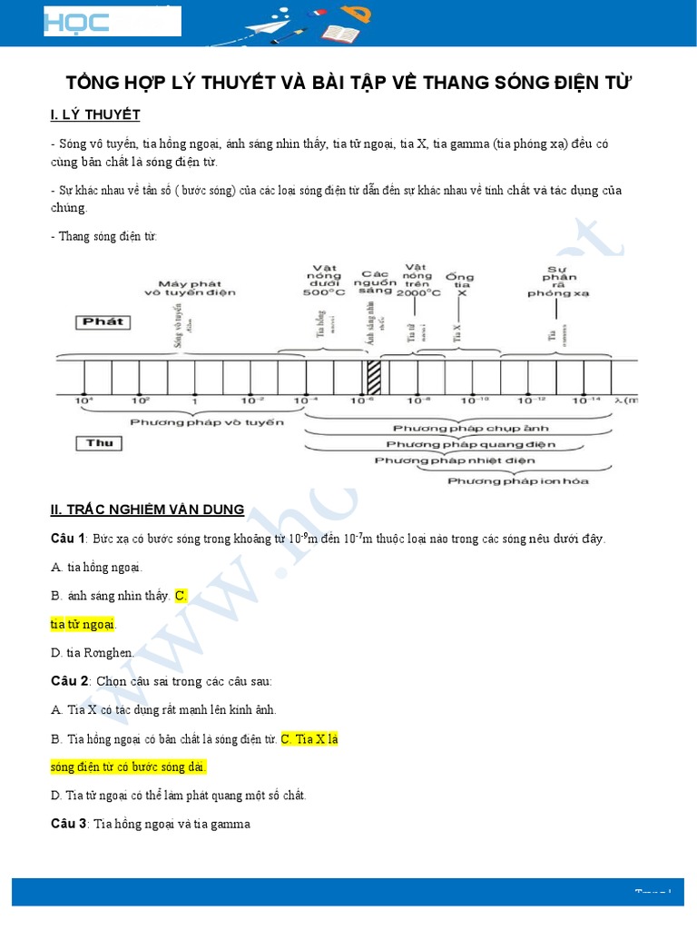 (123doc) - Tong-Hop-Ly-Thuyet-Va-Bai-Tap-Ve-Thang-Song-Dien-Tu-Mon-Vat-Ly-12-Nam-2020 | PDF