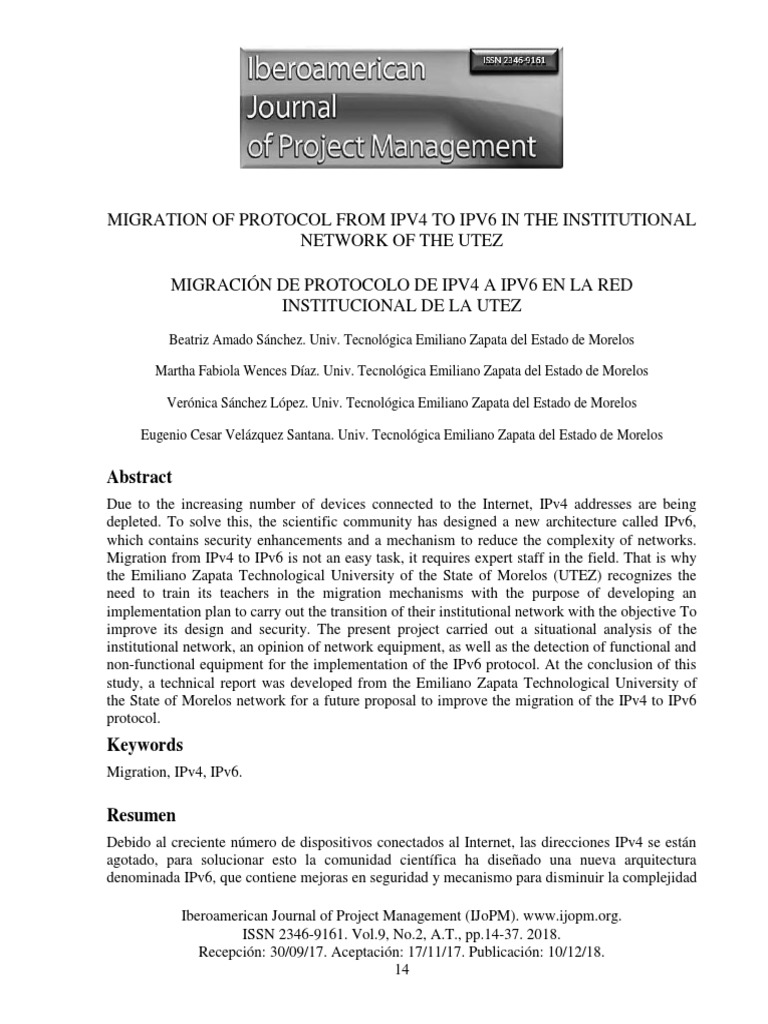 Migracion de Protocolo IPV4 IPV6 PDF | PDF | I Pv6 | Internet Protocols