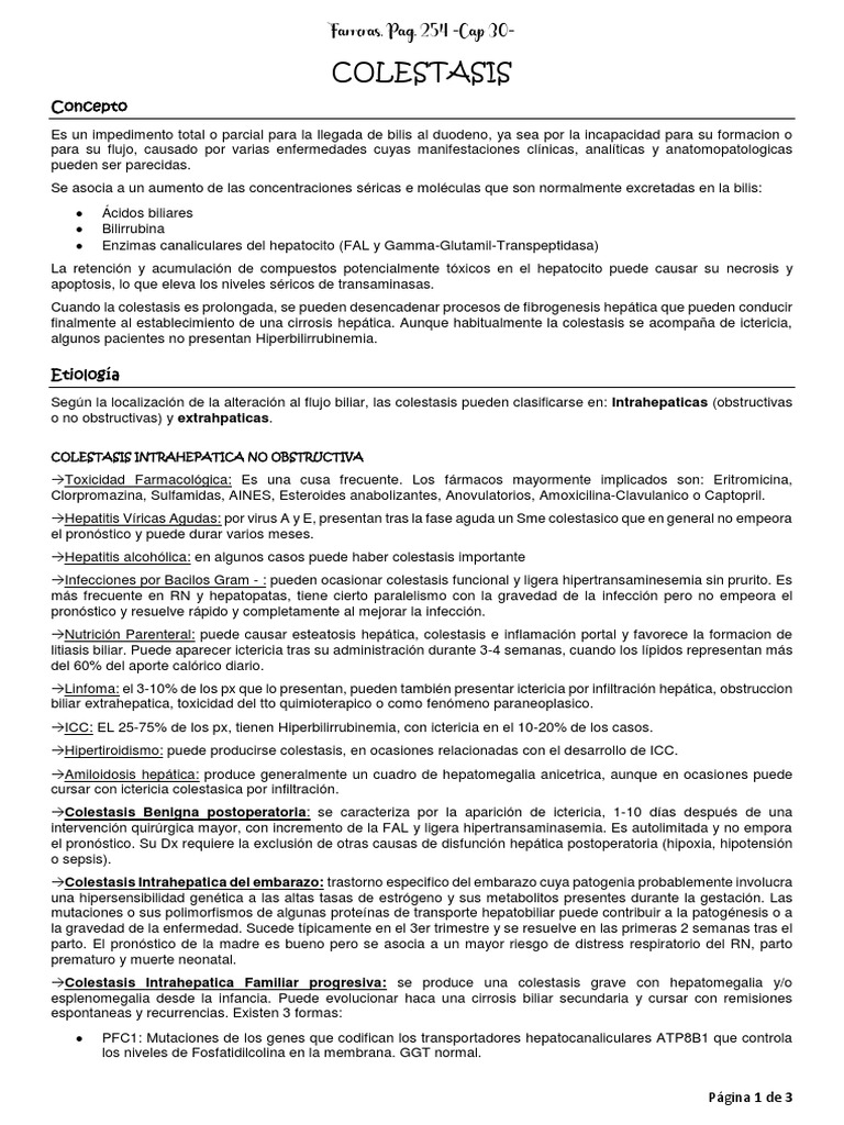 Colestasis: Tipos y Etiologías | PDF | Bilis | Hígado