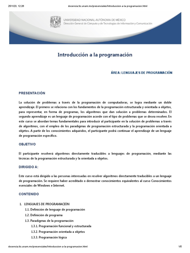 Introduccion A La Programacion1 | PDF | Programación de computadoras | Lenguaje de programación