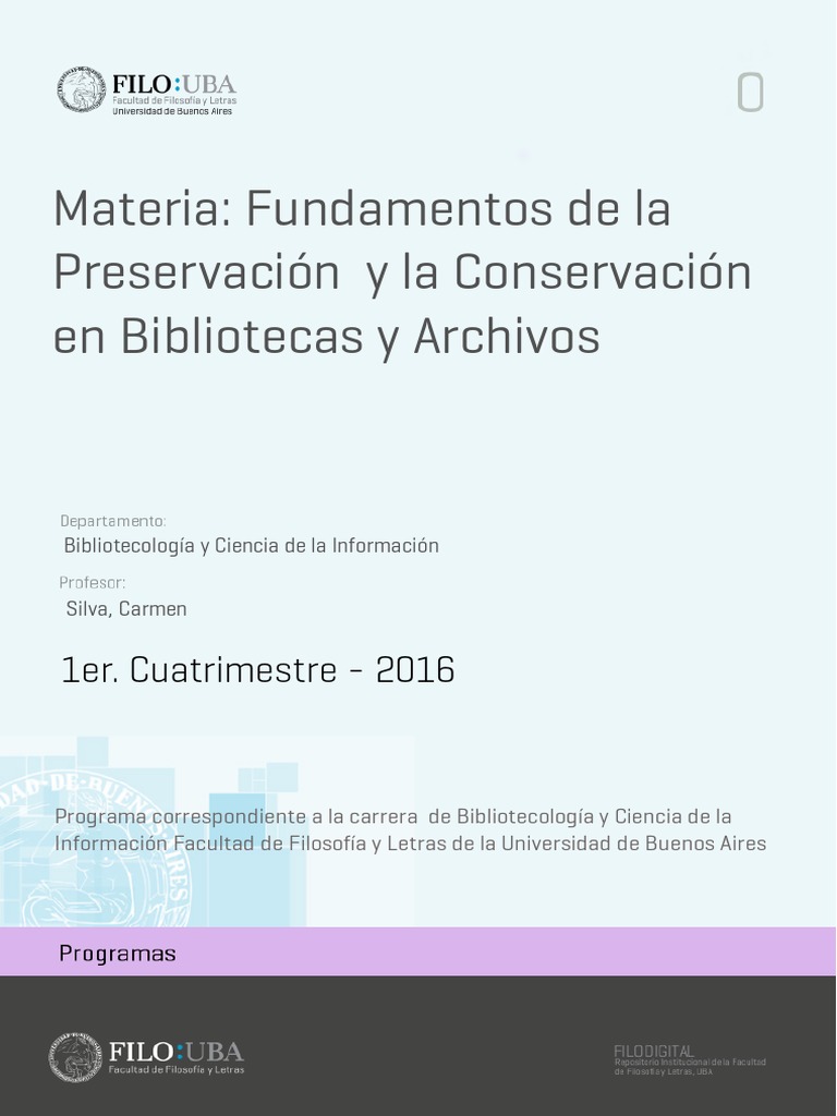 Uba - Ffyl - P - 2016 - Bib - Fundamentos de La Preservación y La Conservación en Bibliotecas y ...