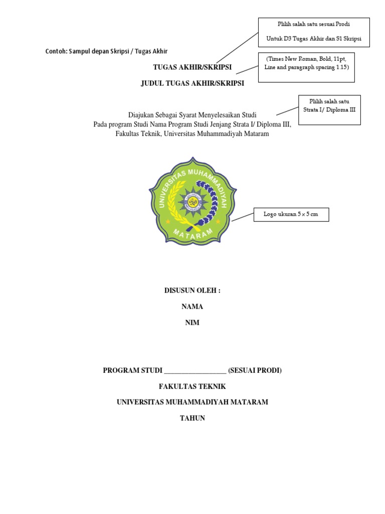 Contoh Sampul Skripsi yang Benar | PDF