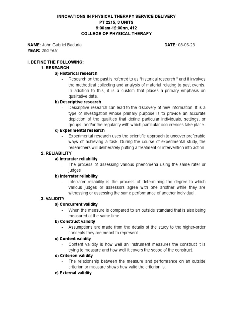 Innovations in PT Service Delivery | PDF | Validity (Statistics ...