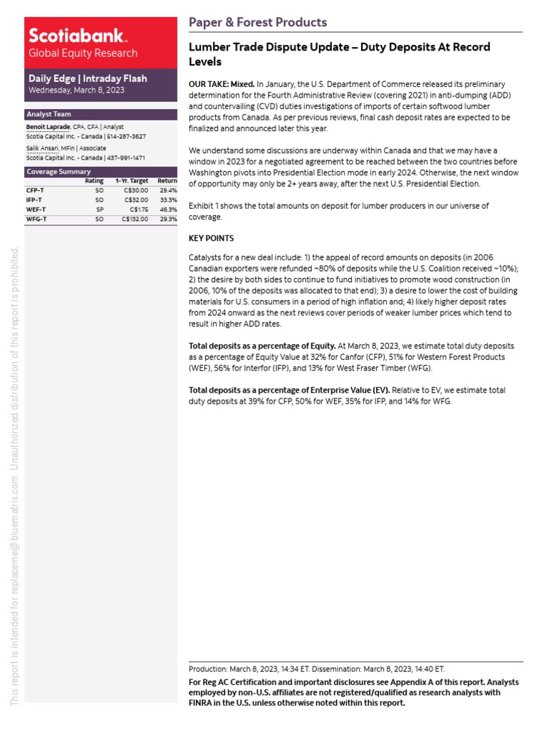 Lumber Duty Deposits | Download Free PDF | Financial Analyst ...