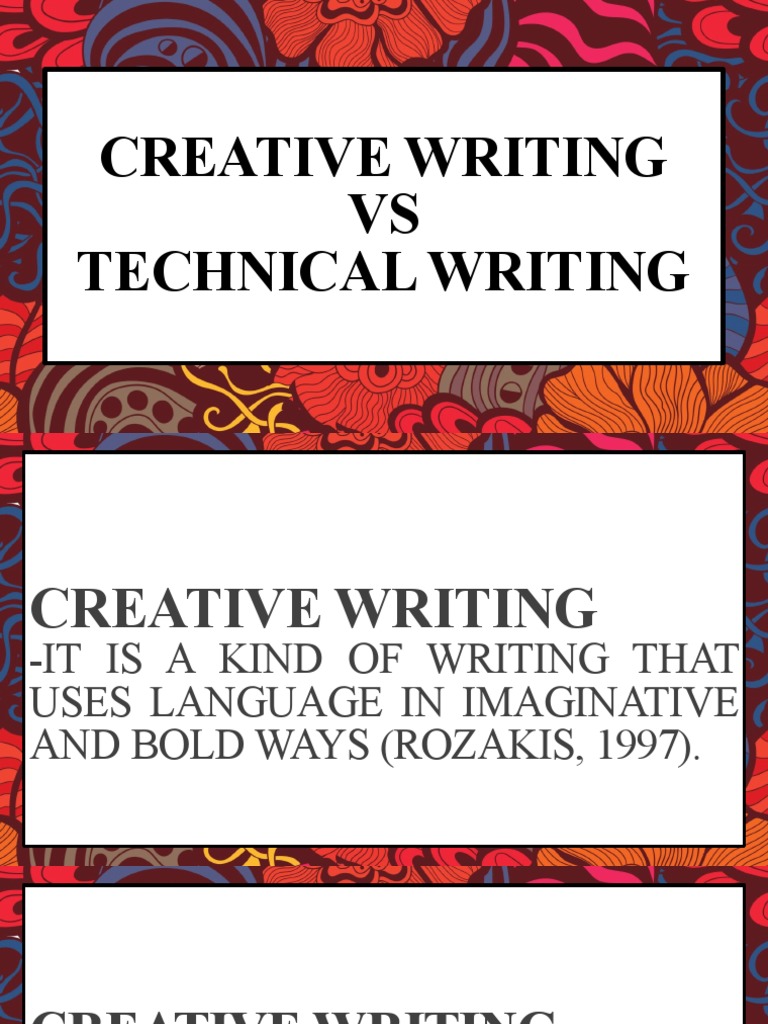 Lesson 1 Creative Writing VS Technical Writing | PDF | Senses ...