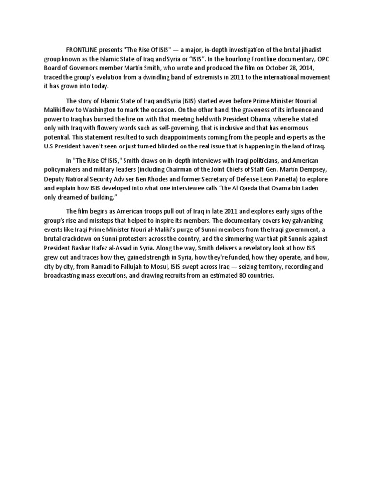 The Rise of ISIS Analysis | PDF