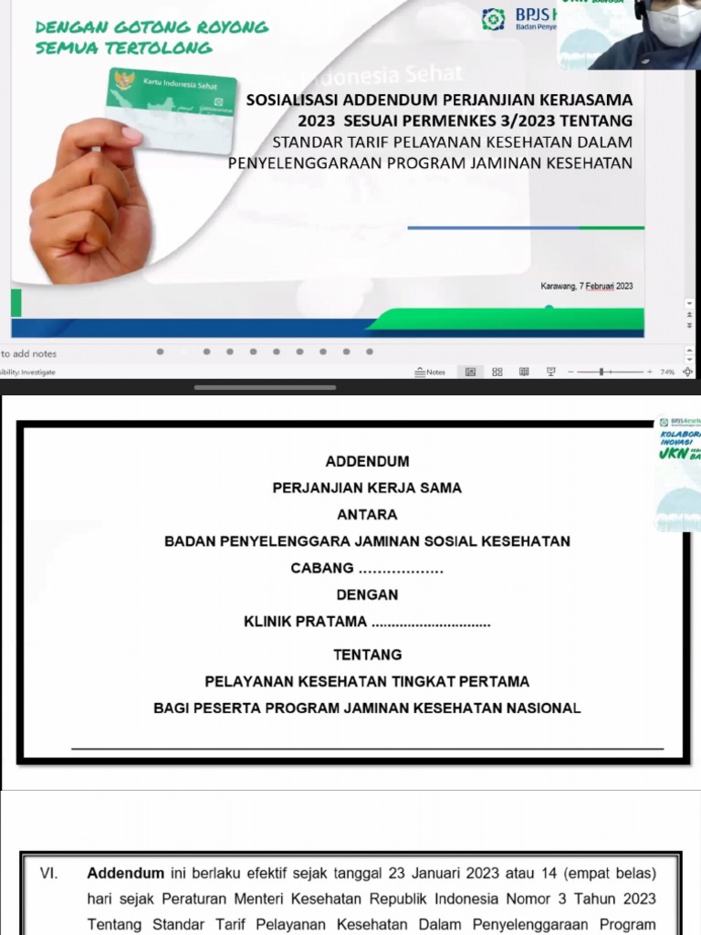Sosialisasi Addendum Perjanjian Kerjasama 2023 (BPJS) | PDF