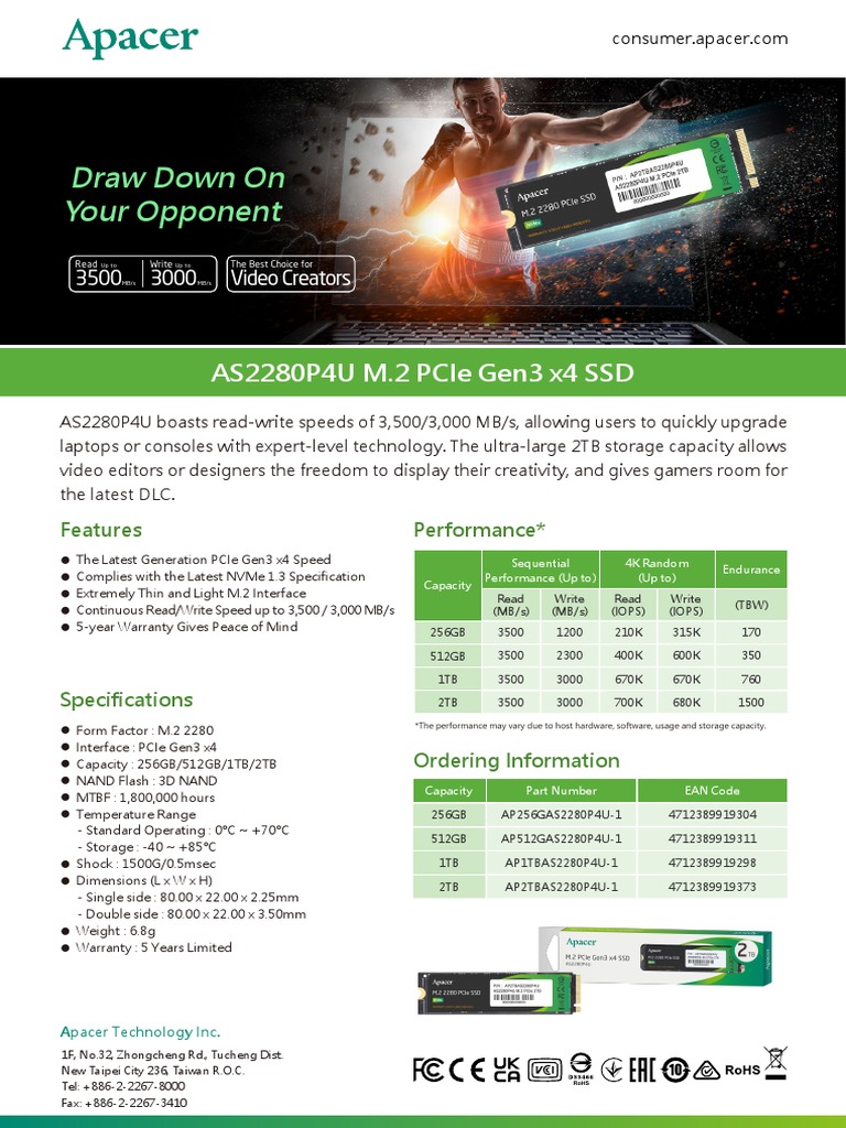 Data Sheet - AS2280P4U | Download Free PDF | Flash Memory | Solid State Drive