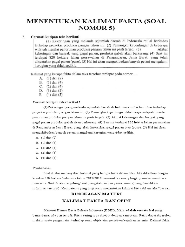 Menentukan Kalimat Fakta | PDF