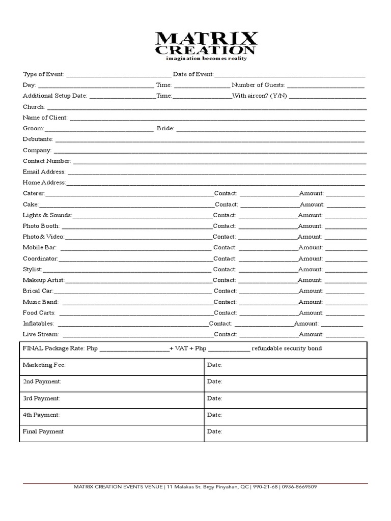 Matrix Creation Events Venue Agreement | PDF | Private Law