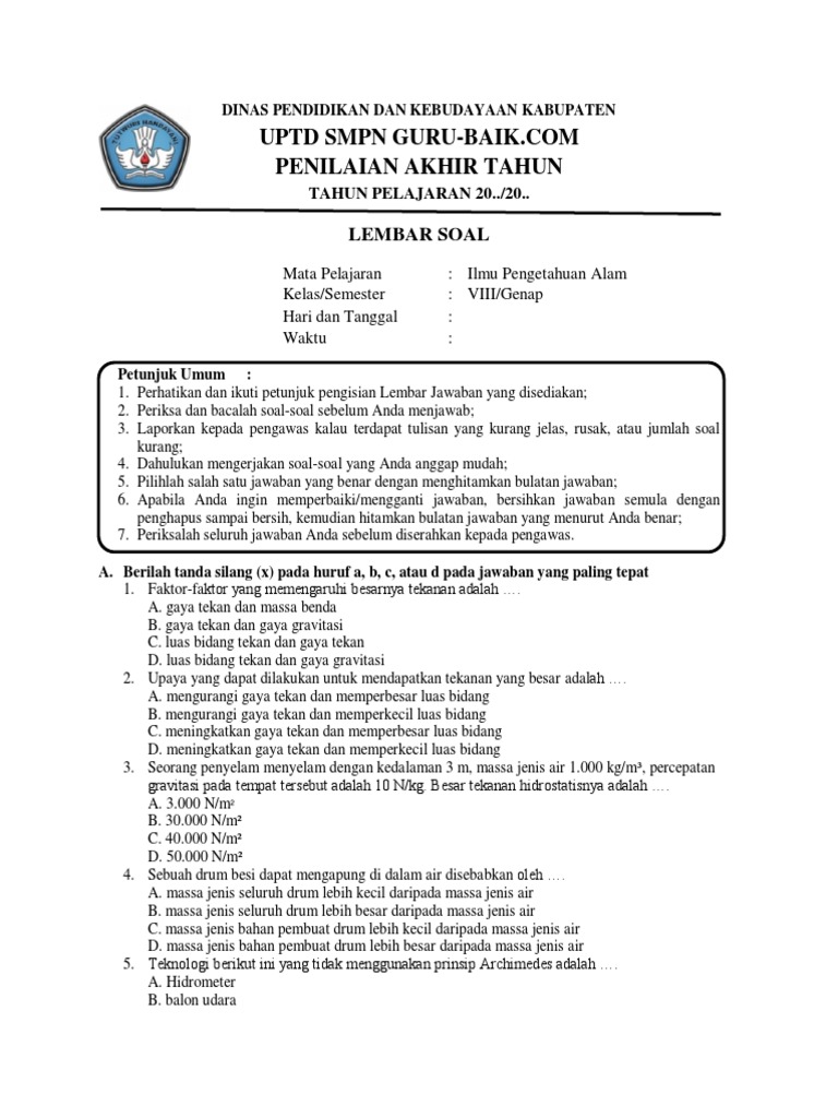 Soal PTS IPA Kelas 8 Semester 2 PDF | PDF