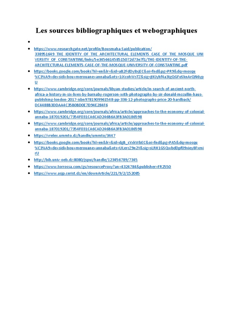 Mosquée de Sidi Bou Merouane Insights | PDF