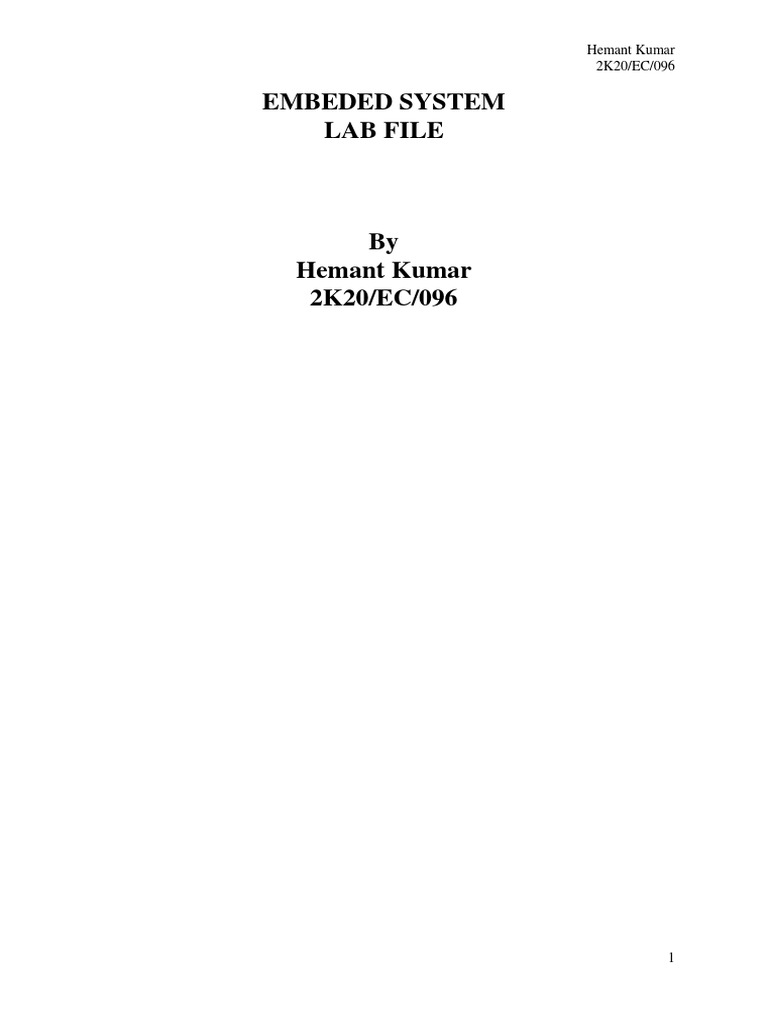 EMBEDED SYSTEM Lab File | PDF | Microcontroller | Electronics EMBEDED SYSTEM Lab File | PDF | Microcontroller | Electronics