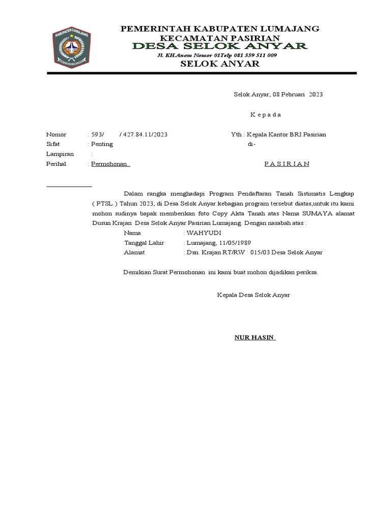 Surat Pengantar.doc | PDF