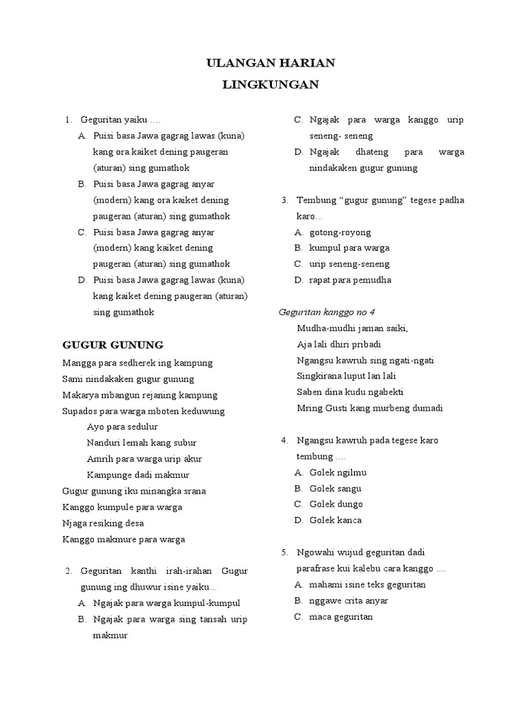 Geguritan Gugur Gunung dan Tema Lingkungan | PDF