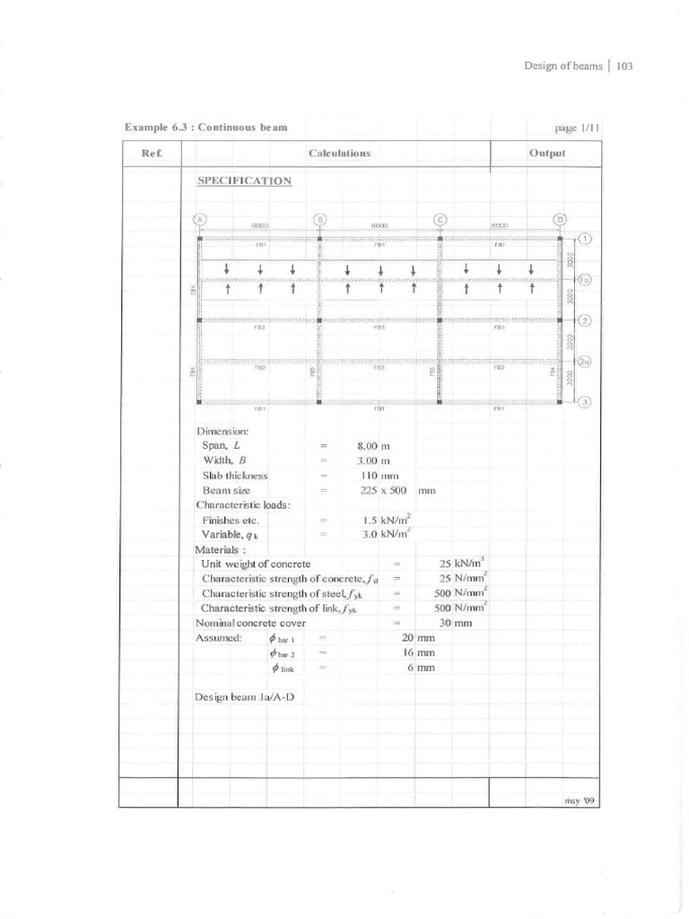 Design of Continuous Beam PDF | PDF