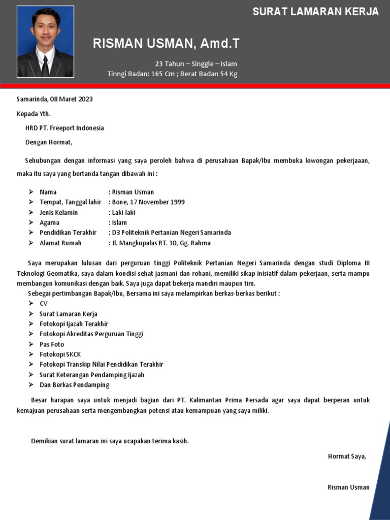 Surat Lamaran Kerja PDF | PDF