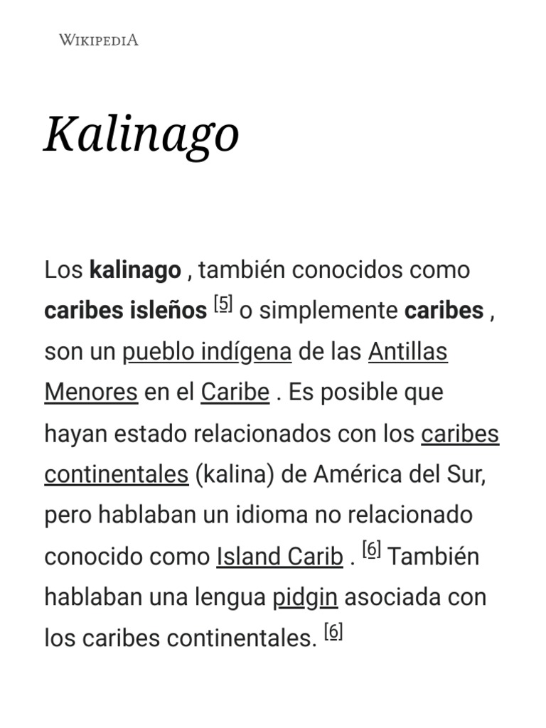 Kalinago - Wikipedia PDF | PDF | Antillas | América del Norte