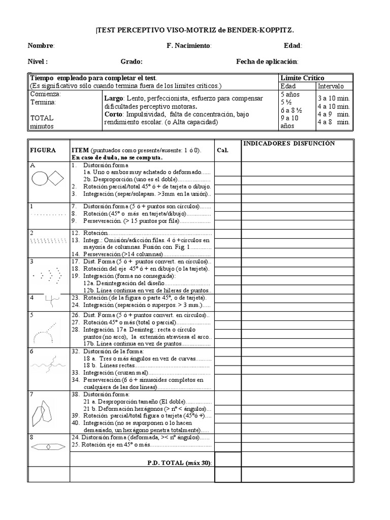 Protocolo de Respuestas Bender | PDF | Ciencias del comportamiento | Conceptos psicologicos