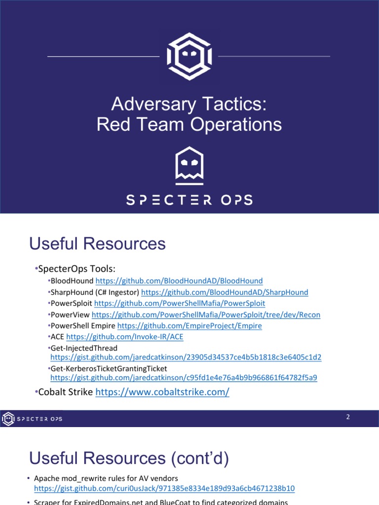 Adversary Tactics - Reference Slides | PDF | Active Directory | Computing