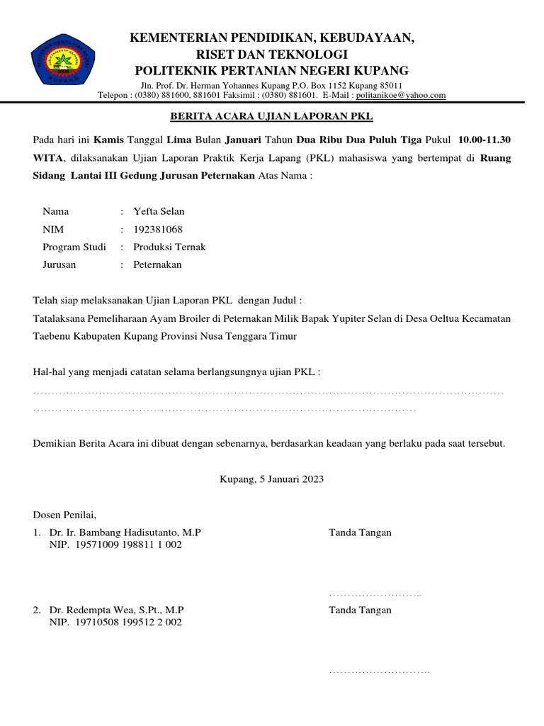 BERKAS UJIAN - Yefta Selan | PDF