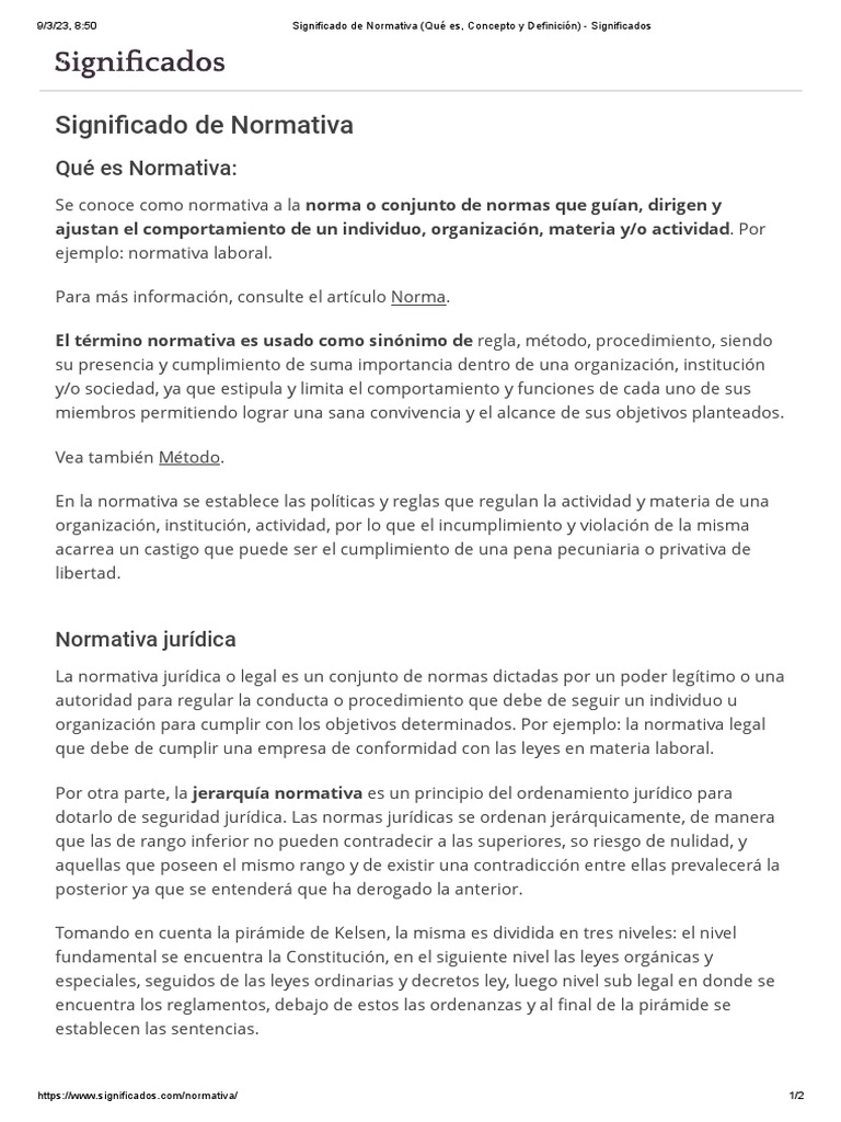 Significado de Normativa (Qué Es, Concepto y Definición) - Significados ...