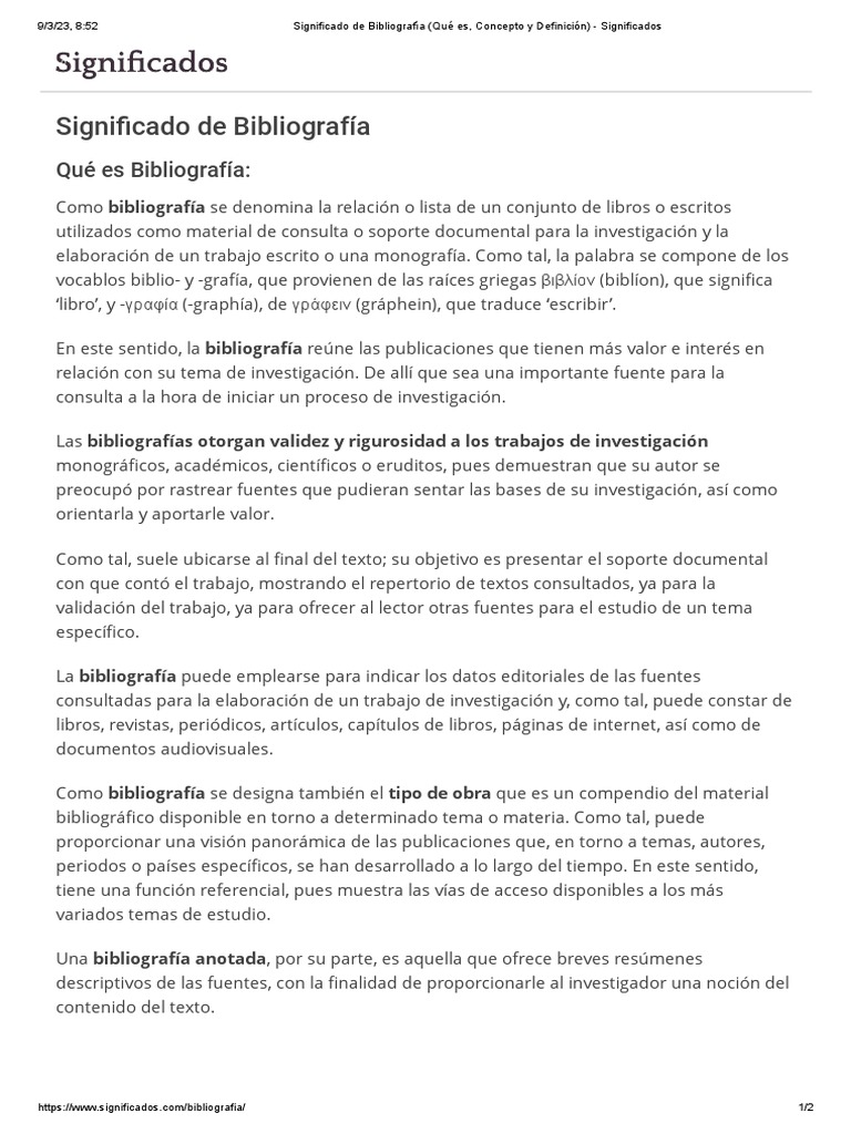 Significado de Bibliografía (Qué Es, Concepto y Definición ...