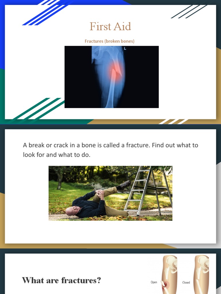 First Aid for Fractures Guide | PDF | Fracture | Wound
