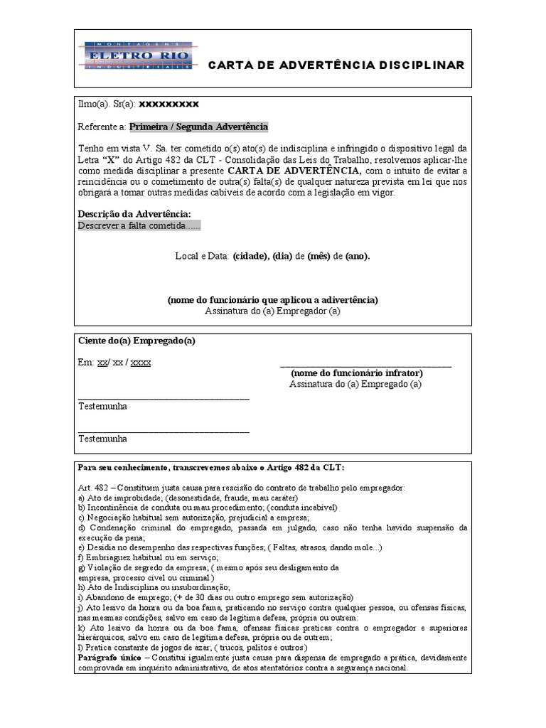 Carta de Advertência Rev 1 | PDF | Justiça | Crime e violência
