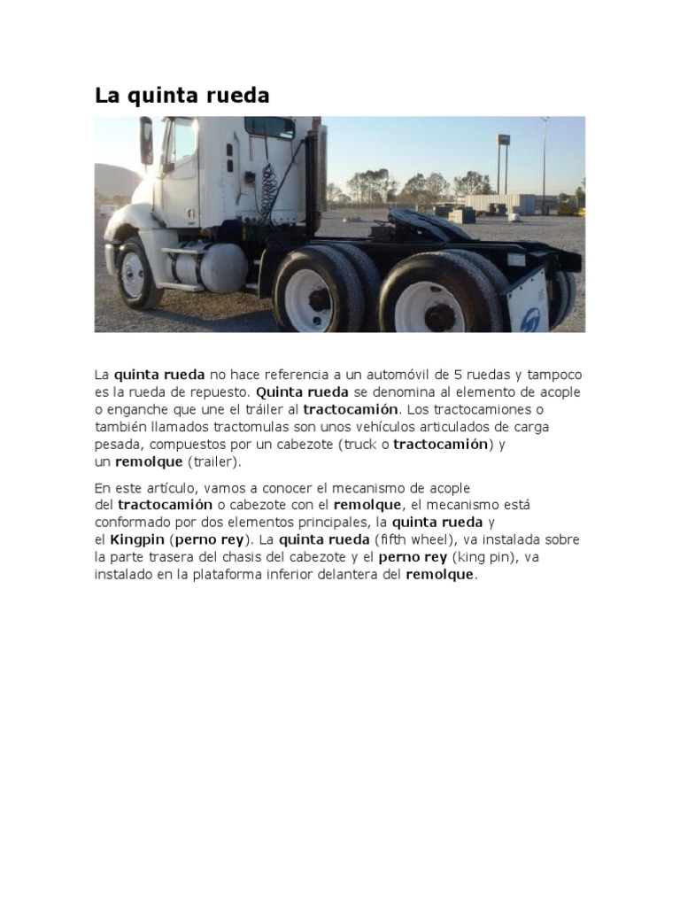 Quinta rueda: Acople en tractocamiones | PDF | Tornillo | Remolque ...