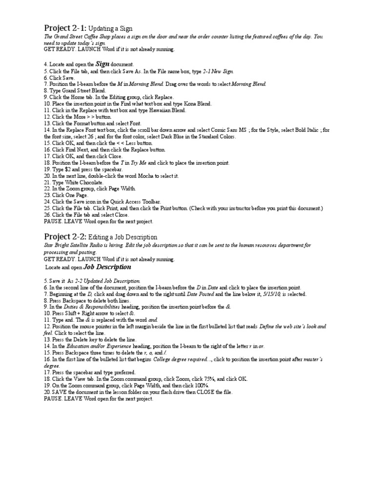 Microsoft Word Lesson 2 Projects | PDF | Computer File | Button (Computing)