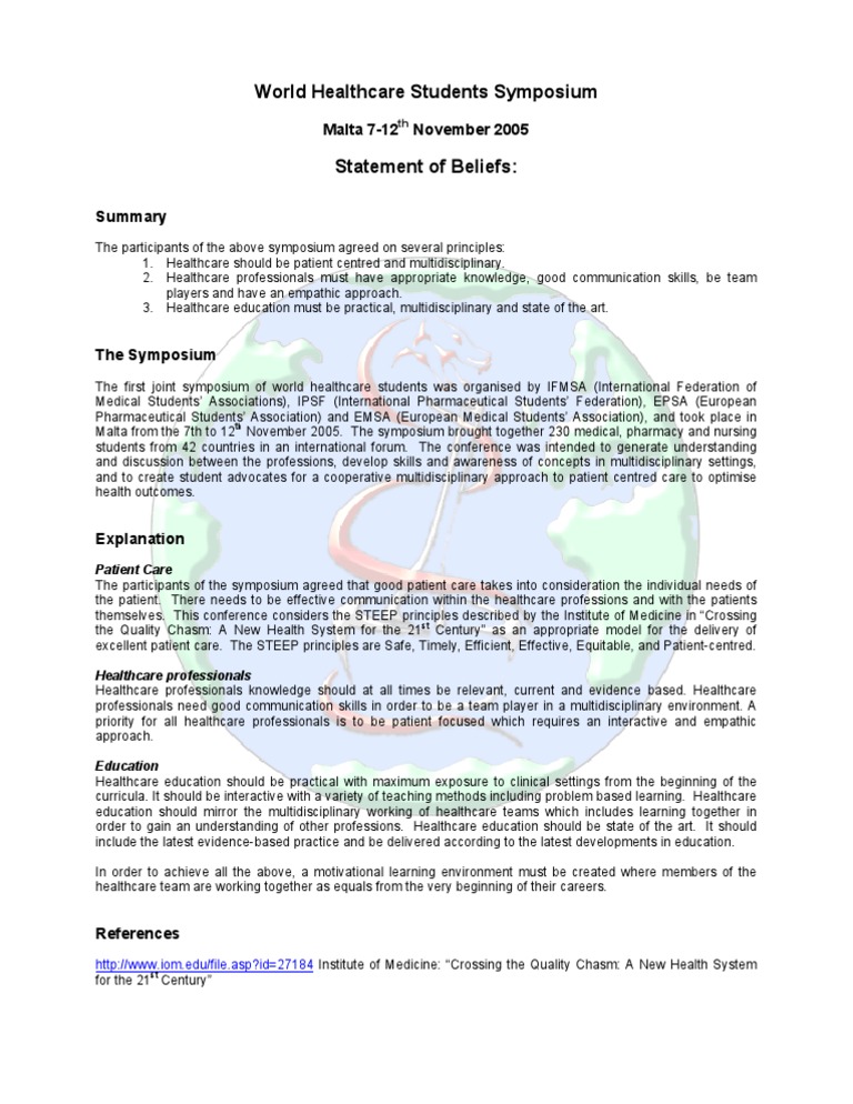 World Healthcare Students Symposium Statement | PDF | Health Care | Medicine