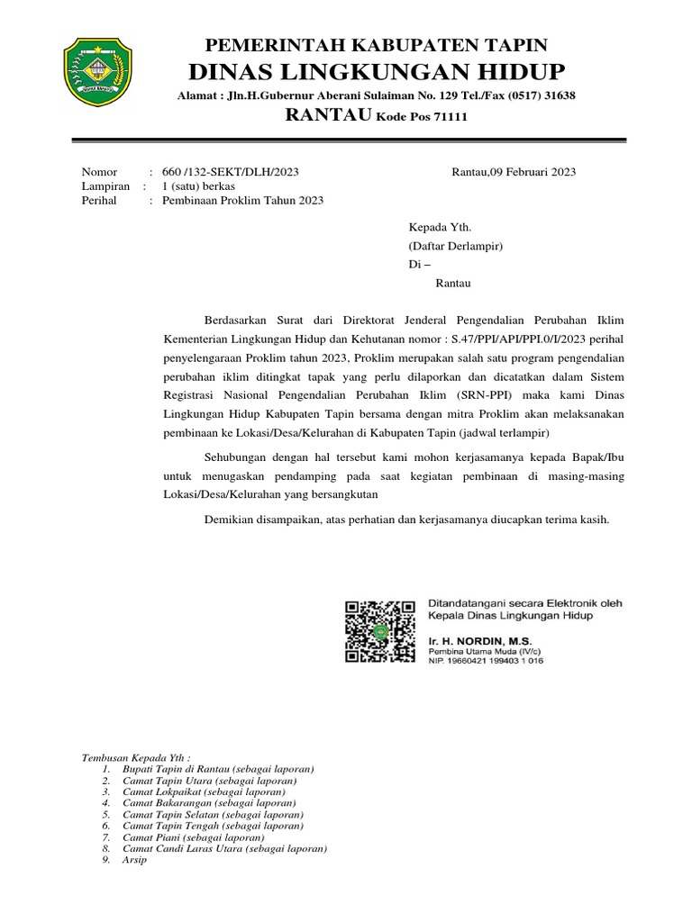 SURAT PEMBINAAN PROKLIM 2023 - Signed PDF | PDF