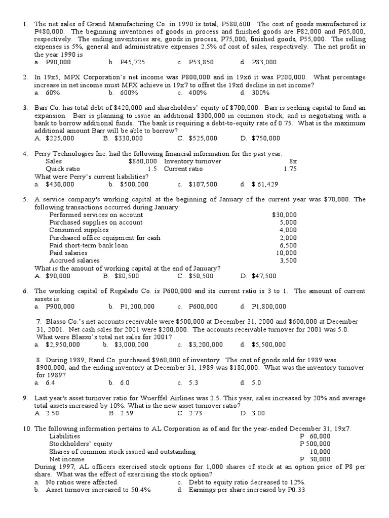 Fs Analysis Mc Problems Pdf Dividend Return On Equity