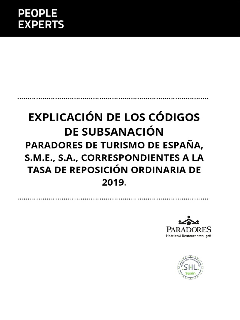 Explicación Códigos Subsanación Paradores PDF | PDF | Desempleo | Invalidez