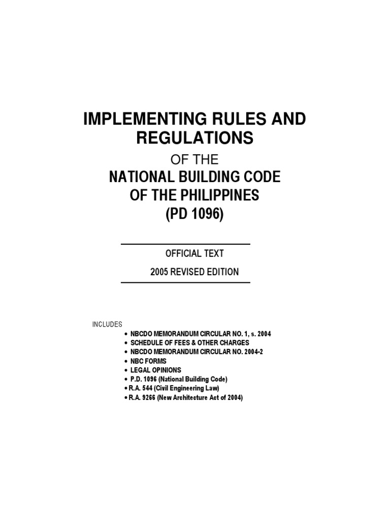 PD 1096 - National Building Code - IRR PDF | PDF | Banks | Engineer