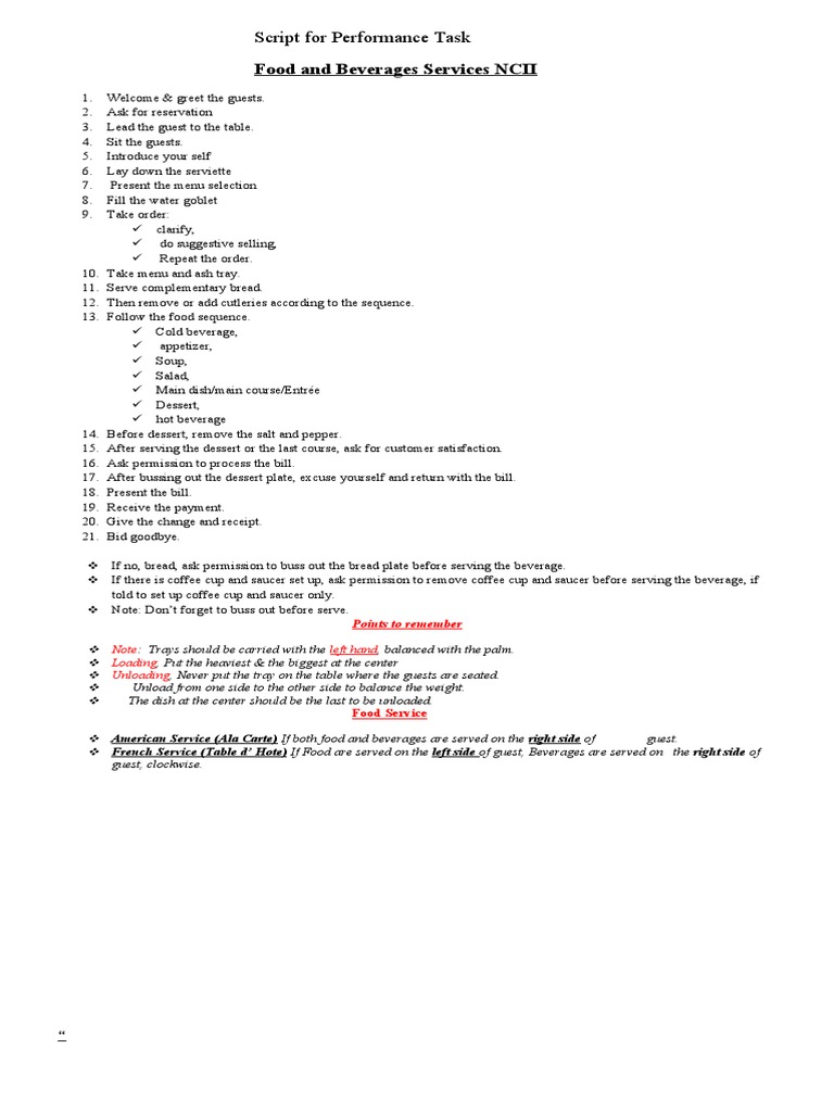 Script Take Order | PDF | Menu | Foods