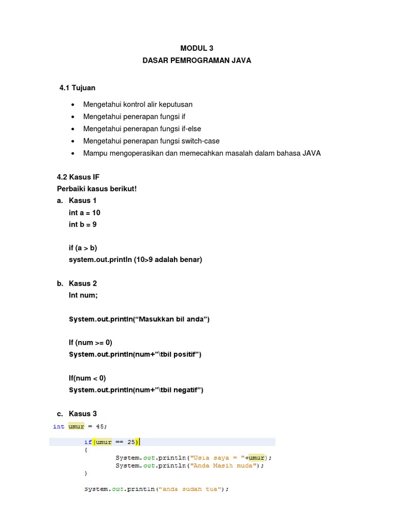 Kontrol Alir dan Pemilihan Java | PDF