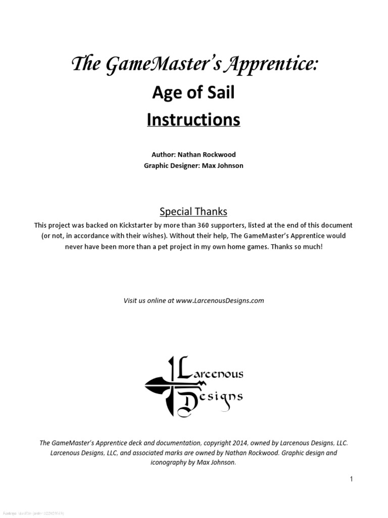 GMA Age of Sail PNP Deck | PDF | Runes | Role Playing Games