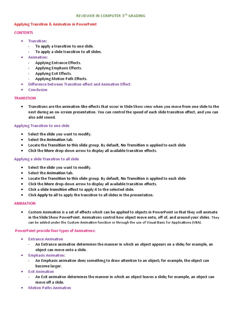Reviewer in Computer 3RD Grading | PDF | Microsoft Power Point | Software Reviewer in Computer 3RD Grading | PDF | Microsoft Power Point | Software