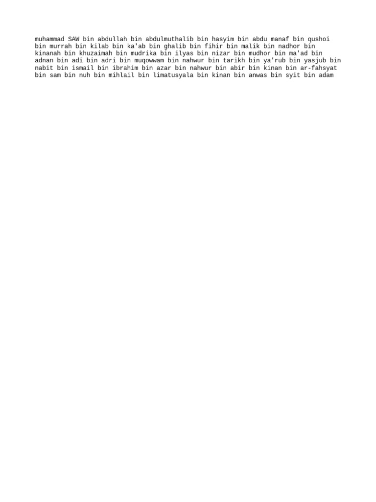 Lineage of Prophet Muhammad | PDF