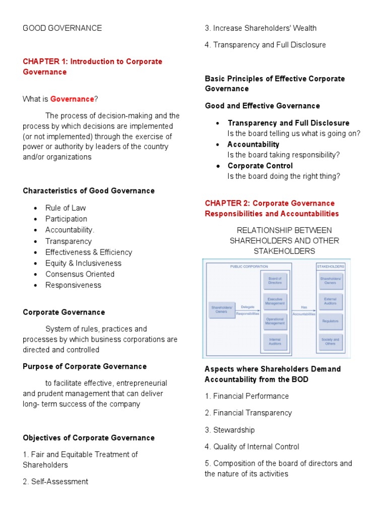Good Governance Pdf Audit Corporate Governance