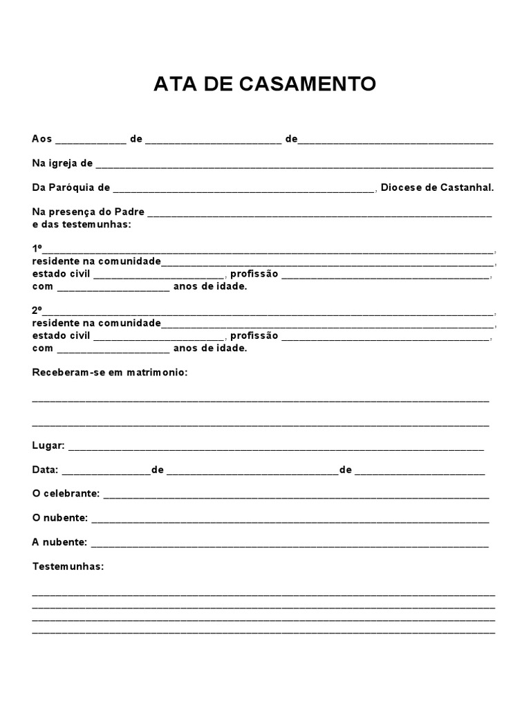 Documento 1 - Modelo de Ata de Casamento | PDF
